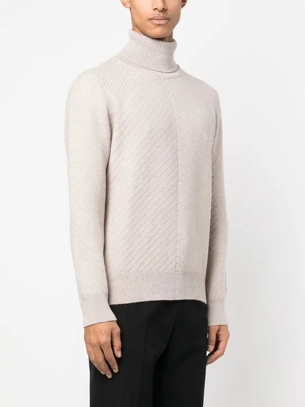 LARDINI Ribbed Roll-neck Jumper - Neutrals