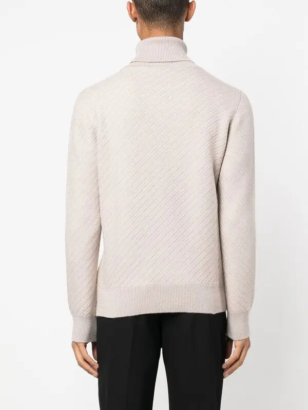 LARDINI Ribbed Roll-neck Jumper - Neutrals