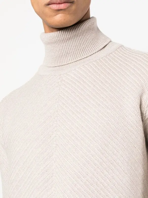 LARDINI Ribbed Roll-neck Jumper - Neutrals