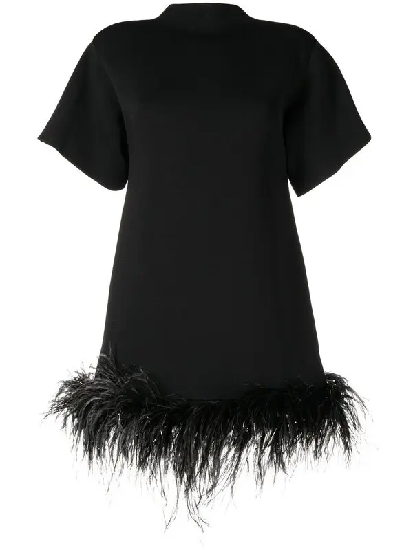 Rachel Gilbert Rita Feather-trim Mini Dress - Black