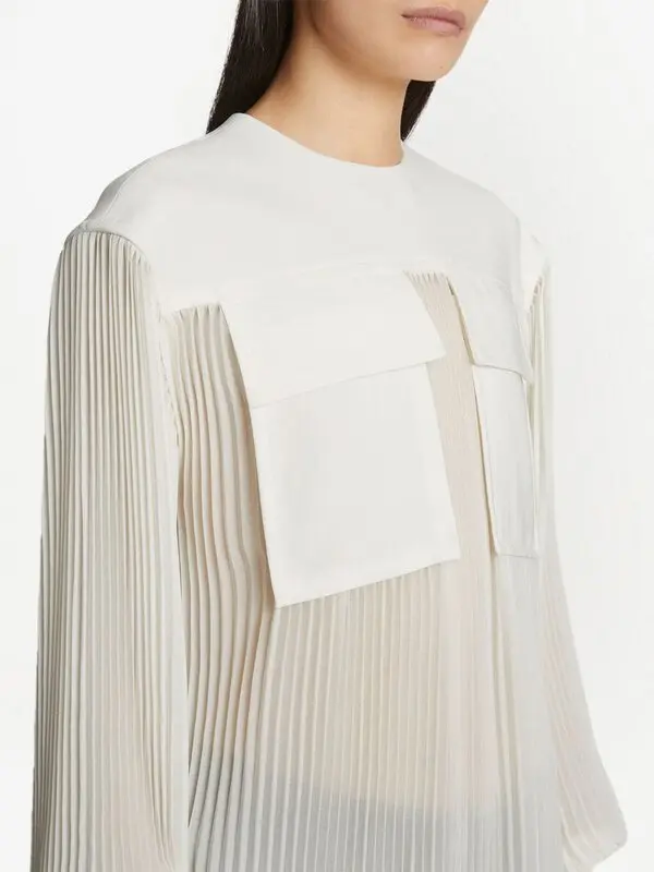 Proenza Schouler Sheer Pleated Blouse - White