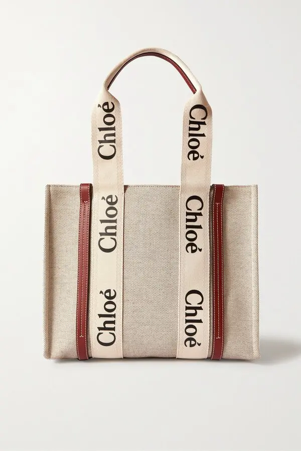 Chloé Woody Medium Linen Tote - Brown