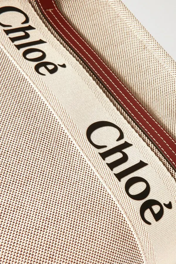 Chloé Woody Medium Linen Tote - Brown