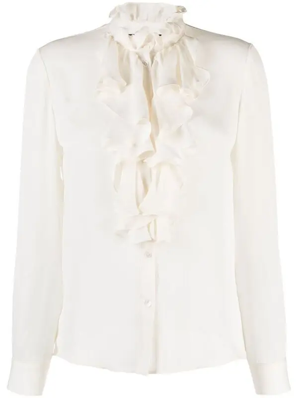 NILI LOTAN Ruffle-trimmed Shirt - White