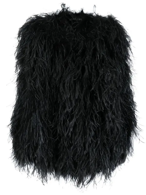 STYLAND Oversized Feather Jacket - Black