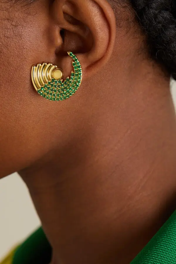 Robinson Pelham Zouk Large 18-karat Gold Tsavorite Earrings