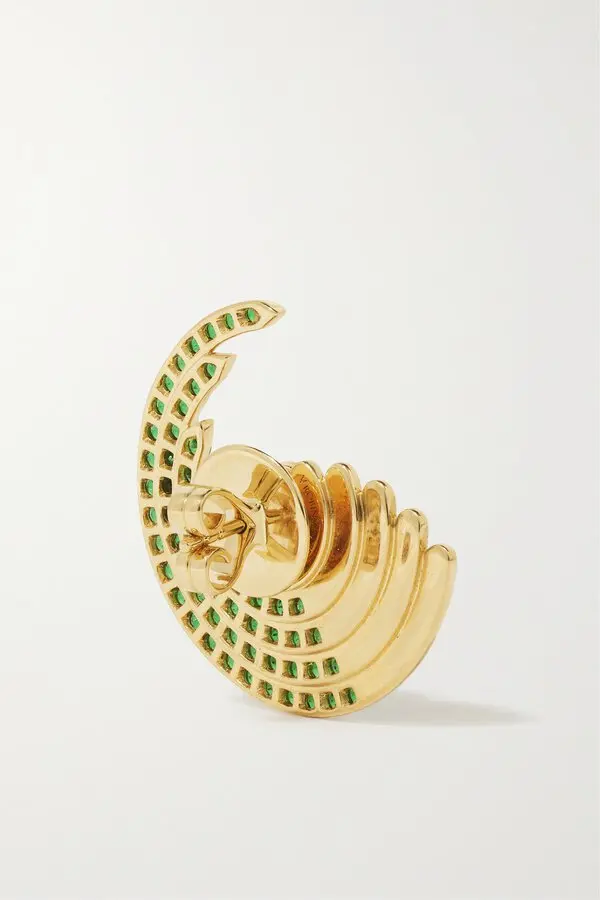 Robinson Pelham Zouk Large 18-karat Gold Tsavorite Earrings