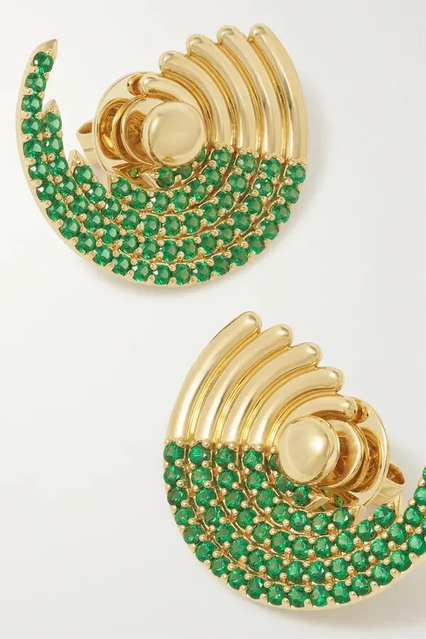 Robinson Pelham Zouk Large 18-karat Gold Tsavorite Earrings