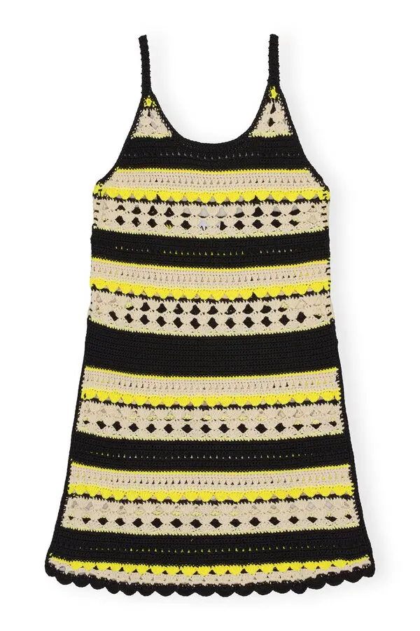 GANNI Crochet Slip Dress - Yellow