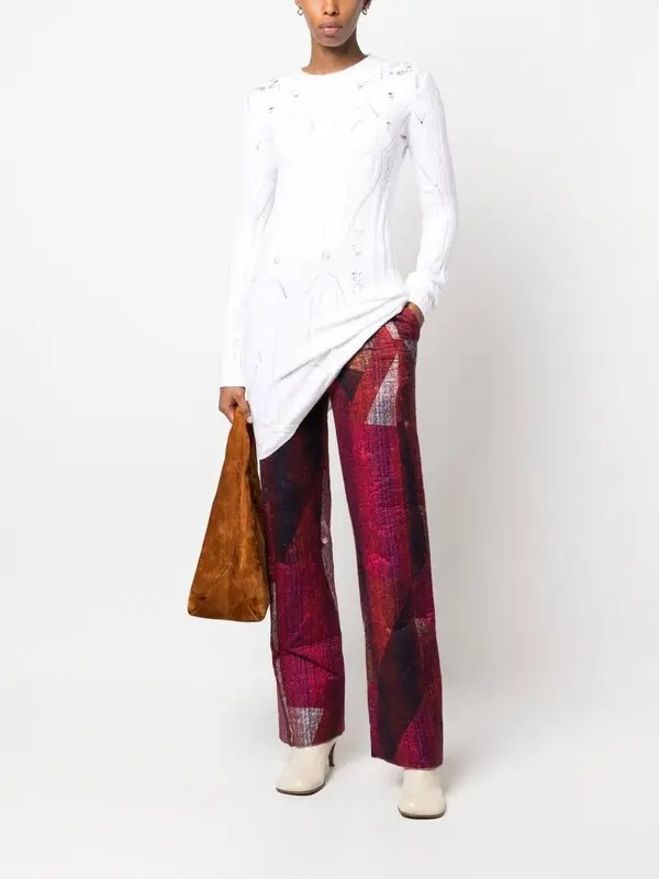 VITELLI Open-knit Long-line Jumper