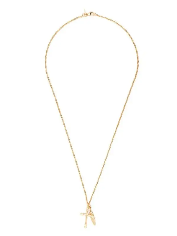 Emanuele Bicocchi Feather And Cross Pendant Necklace
