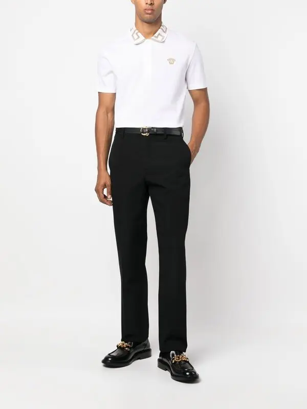 Versace Embroidered Cotton Polo Shirt - White