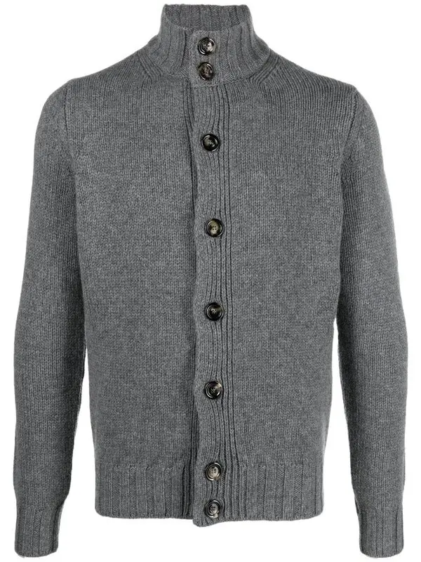 DELL'OGLIO High-neck Ribbed Cardigan