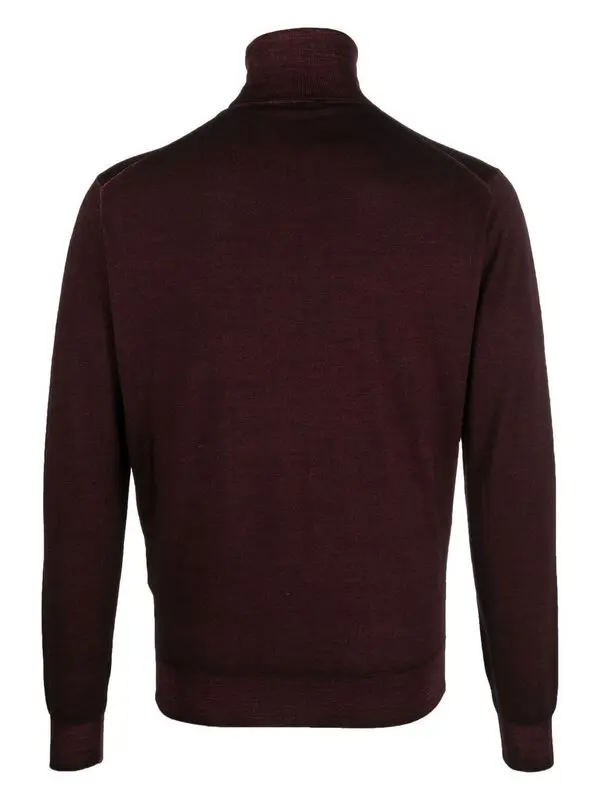 DELL'OGLIO Roll-neck Merino Wool Jumper - Red