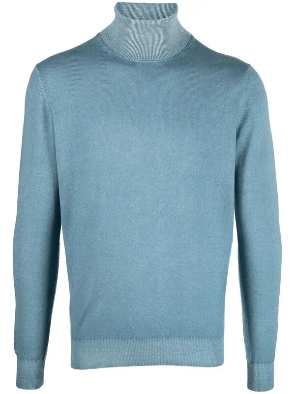 DELL'OGLIO Rib-trimmed Roll-neck Jumper - Blue