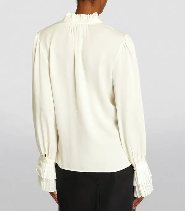 FRAME Silk Pleated-cuff Blouse