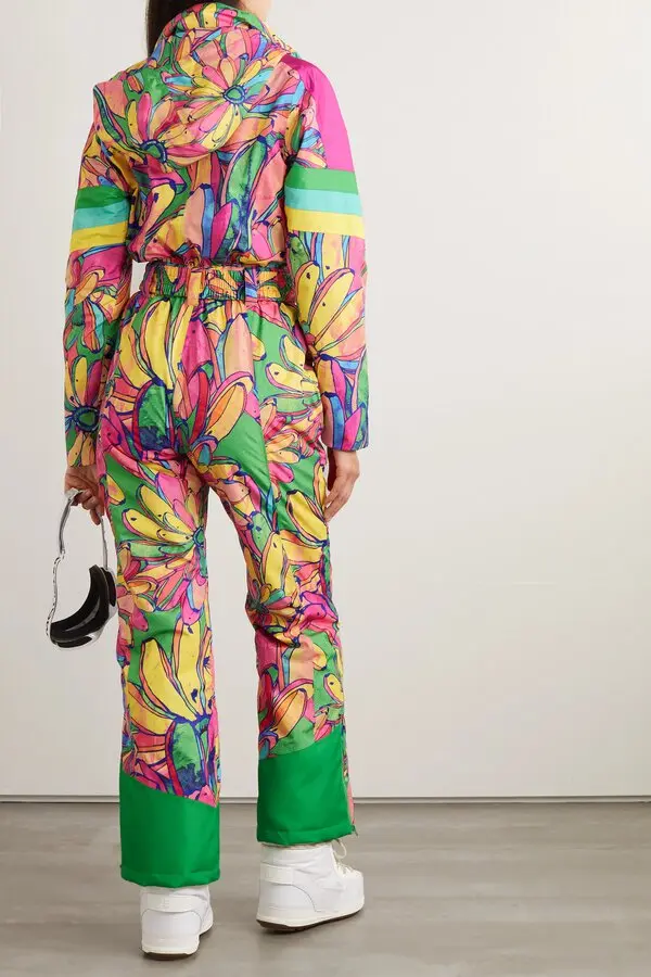 Farm Rio Hooded Belted Printed Shell Ski Suit