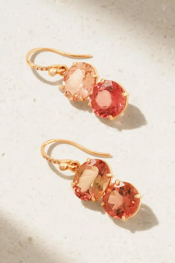 Irene Neuwirth Gemmy Gem 18-karat Rose Gold, Tourmaline And Diamond Earrings - Orange