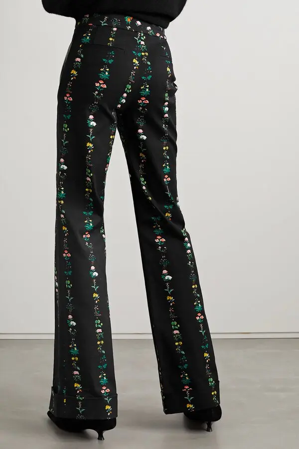 Adam Lippes Floral-print Twill Pants - Black