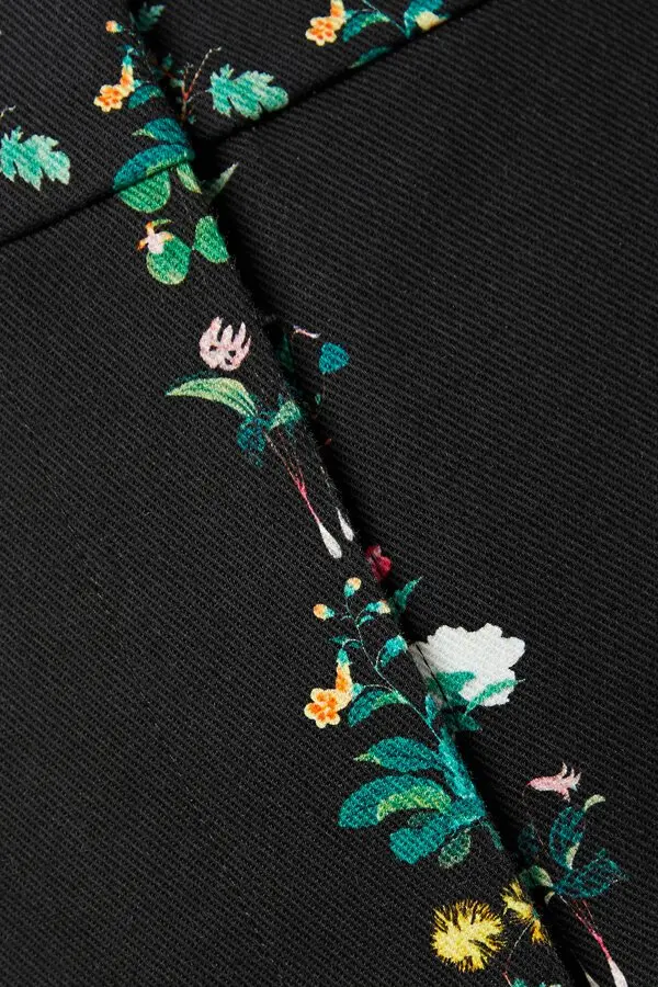 Adam Lippes Floral-print Twill Pants - Black
