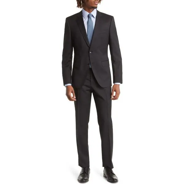 BOSS Huge Solid Wool Suit - Blk