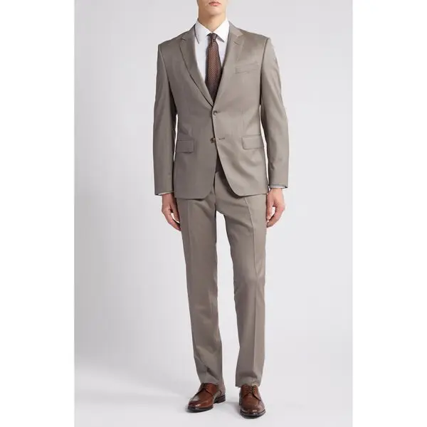 BOSS Huge Solid Wool Suit - Lt Bge