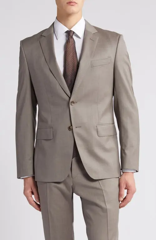 BOSS Huge Solid Wool Suit - Lt Bge