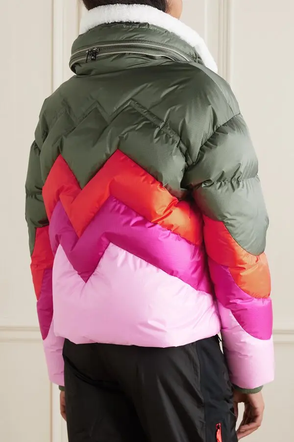 Bogner Vanja-d Fleece-trimmed Color-block Ripstop Down Ski Jacket