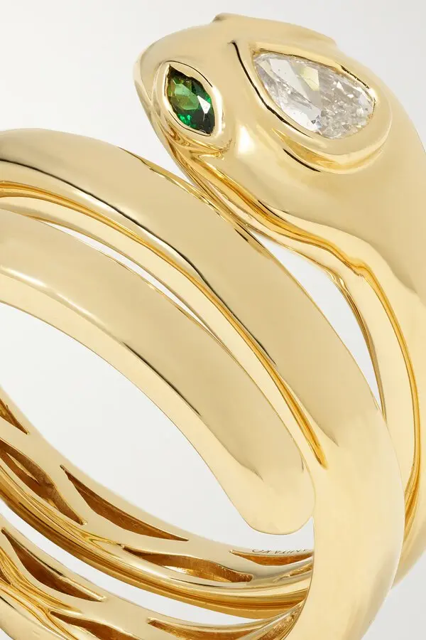 ANITA KO Snake Coil 18-karat Diamond And Emerald Ring