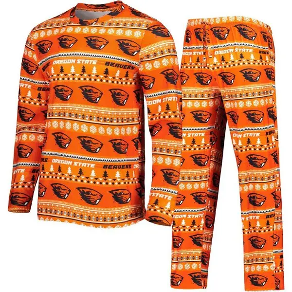 CONCEPTS SPORT Oregon State Beavers Swivel Long Sleeve T-shirt & Pants Sleep Set - Orange