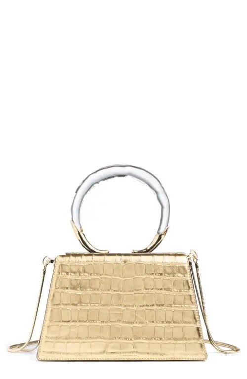Alexis Bittar Croc Embossed Leather Top Handle Bag - Gold Croco
