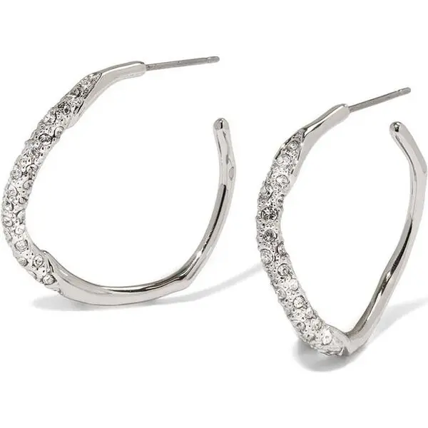 Alexis Bittar Solanales Crystal Pavé Hoop Earrings - Silver