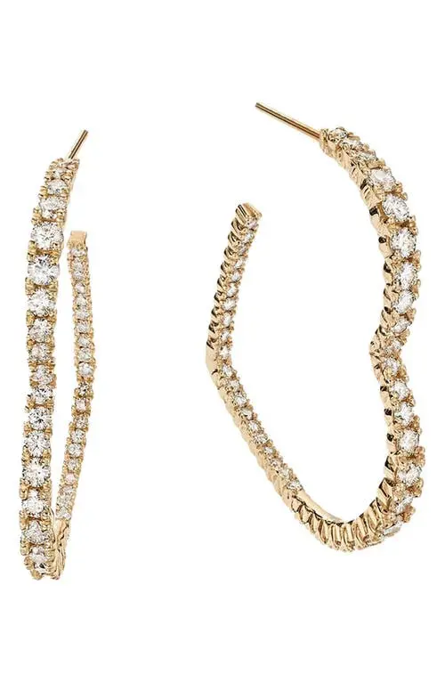 Lana Jewelry Graduated Diamond Heart Hoop Earrings - Yellow Gold