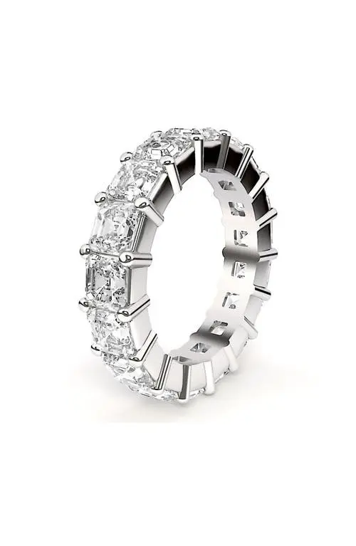 HAUTECARAT Asscher Cut Lab Created Diamond Eternity Ring - 18k White Gold