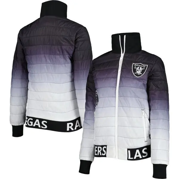 THE WILD COLLECTIVE Las Vegas Raiders Color Block Puffer Jacket - Black