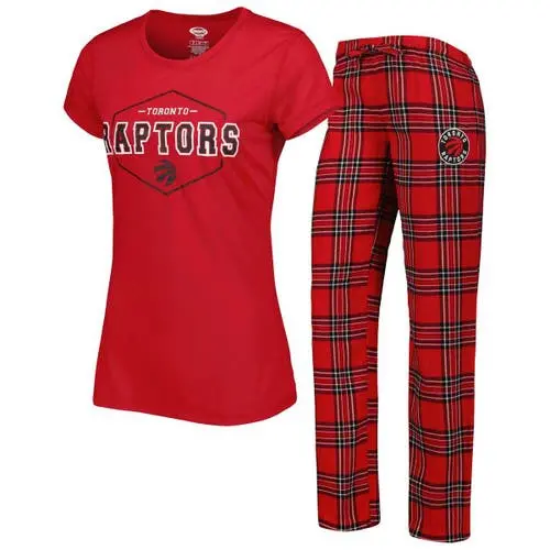 CONCEPTS SPORT Black Toronto Raptors Badge T-shirt & Pajama Pants Sleep Set - Red