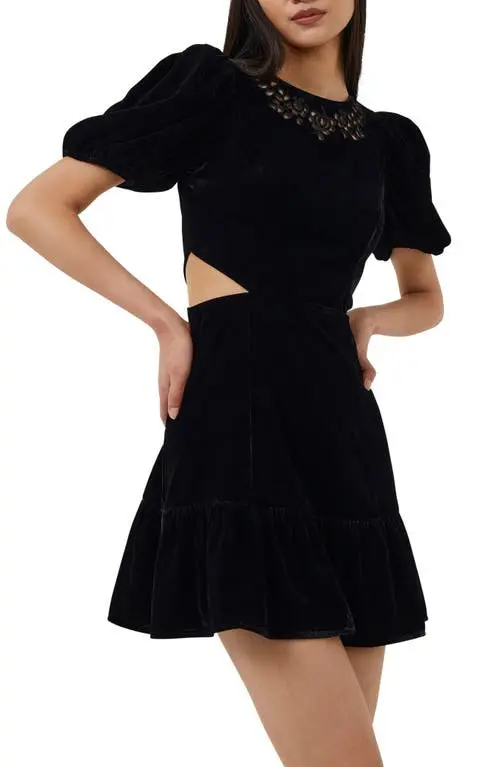 French Connection Ilvana Embroidered Cutout Velvet Minidress
