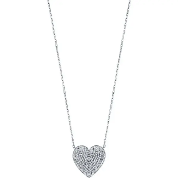 Bony Levy Pavé Diamond Heart Pendant Necklace - 18k White Gold