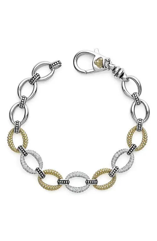 Lagos Caviar Lux Pavé Diamond Link Bracelet - Silver