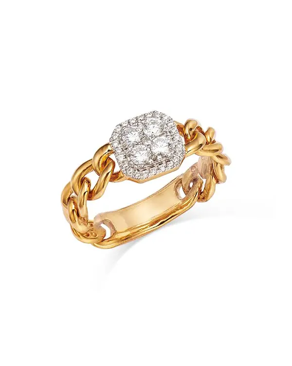 Bloomingdale'S Diamond Halo Cluster Chain Link Ring 0.40 Tcw - Gold