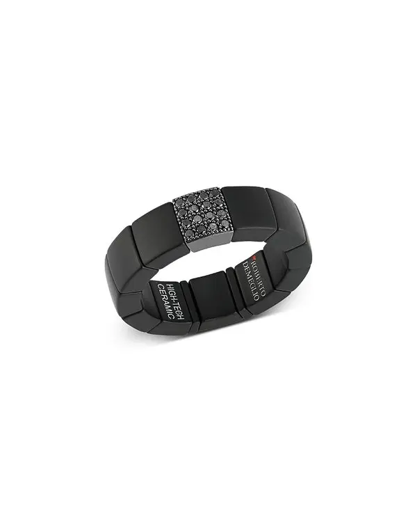 Roberto Demeglio Scacco Diamond And 18k White Gold Stretch Ring - Black