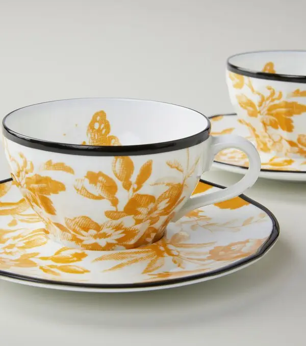 Gucci Herbarium Set Of 2 Teacups And Saucers - Yellow | Editorialist