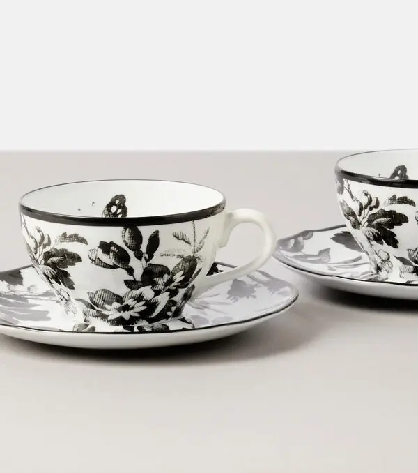 Gucci Herbarium Set Of 2 Teacups And Saucers