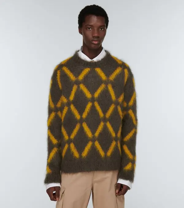 Buy Marni Intarsia Mohair-blend Sweater - Brown At 30% Off