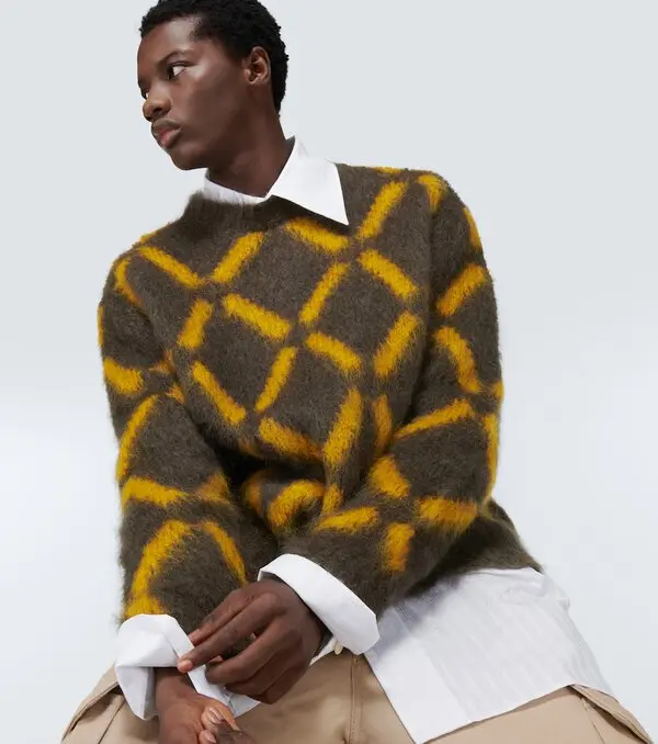 Buy Marni Intarsia Mohair-blend Sweater - Brown At 30% Off