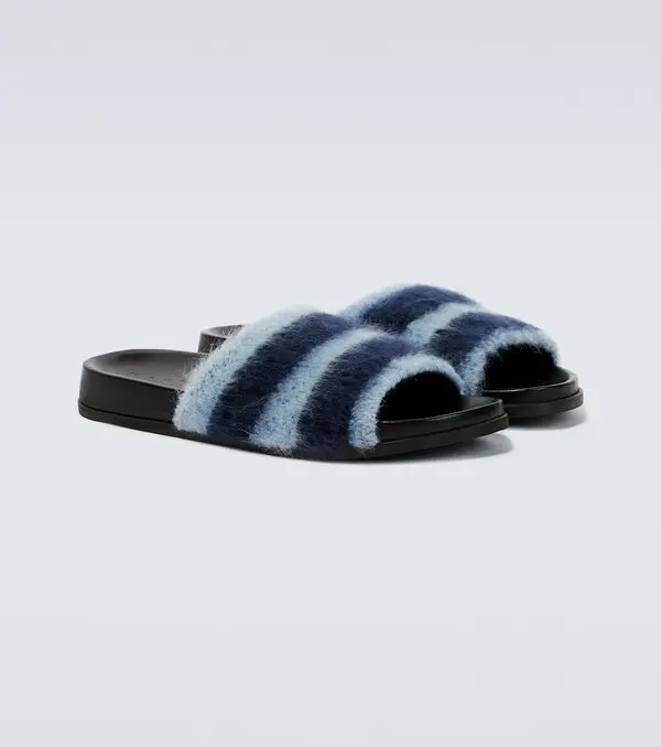 Marni Fussbett Striped Slides - Blue