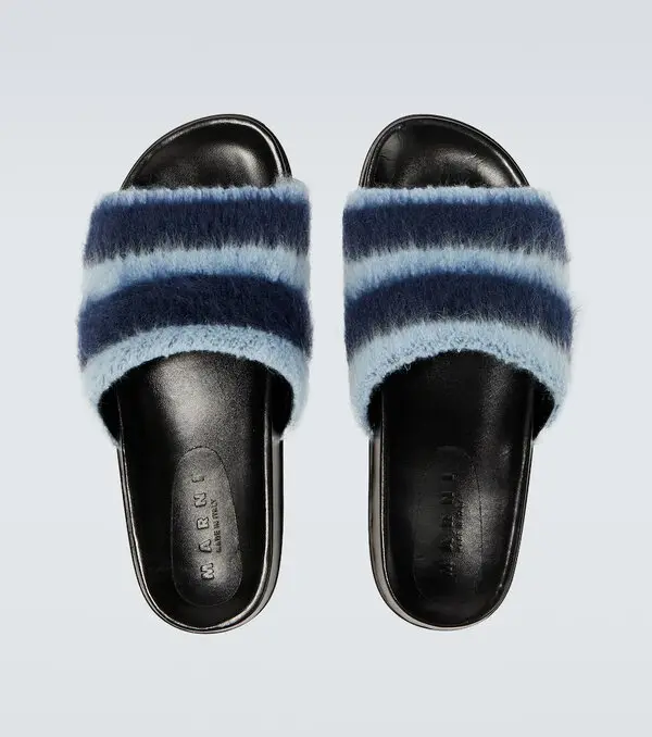 Marni Fussbett Striped Slides - Blue
