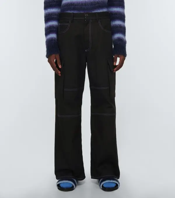 Marni Wide-leg Cotton Gabardine Cargo Pants - Black