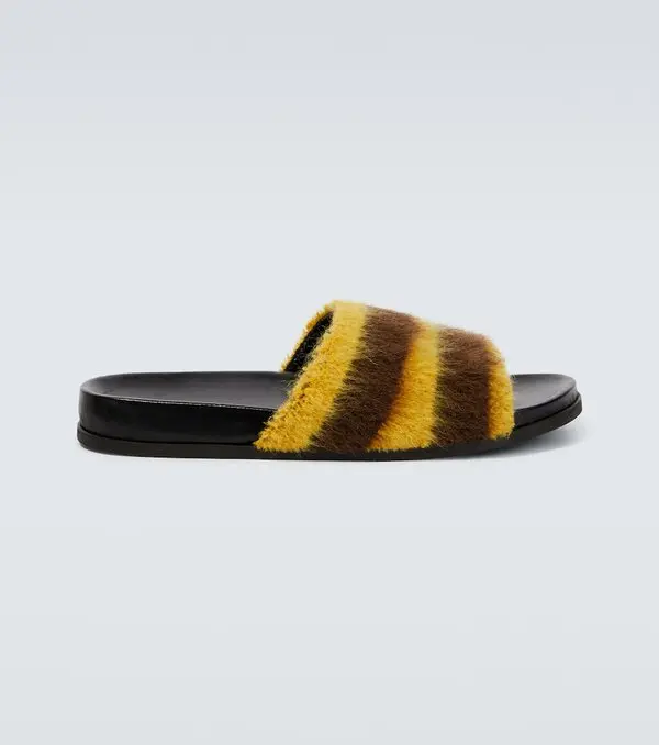 Marni Fussbett Striped Slides - Yellow