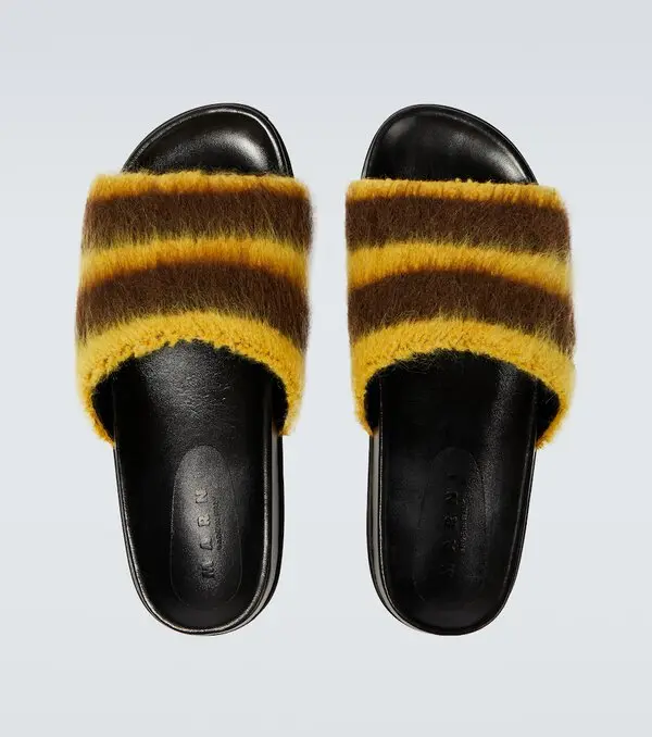Marni Fussbett Striped Slides - Yellow